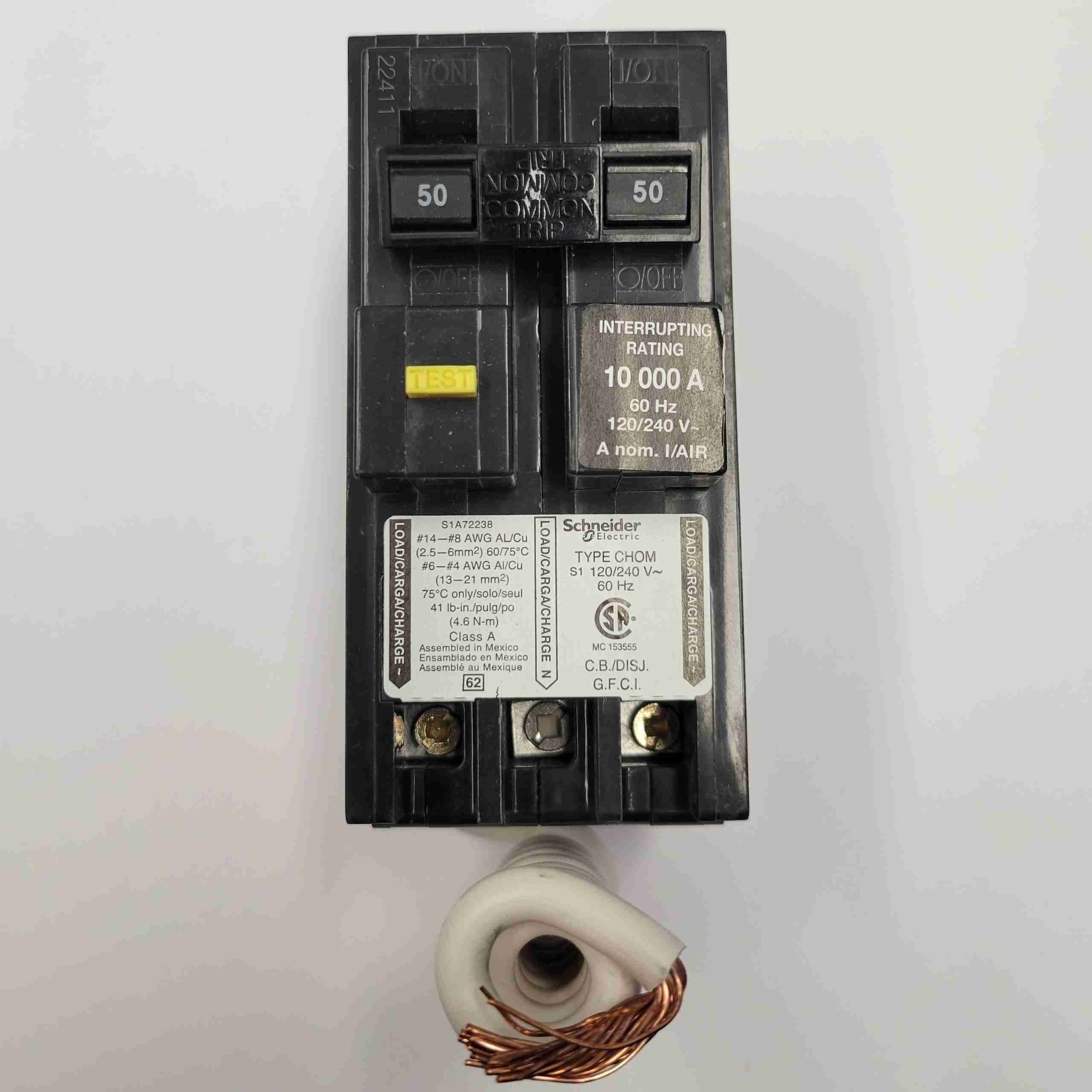 CHOM250GFI – SCHNEIDER 2P50A 120/240V GROUND FAULT PUSH IN 10kA BREAKER - Alberta Breaker ...